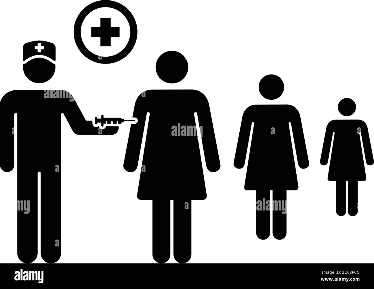 Vaccine icon vector with injection syringe person symbol for medical ...