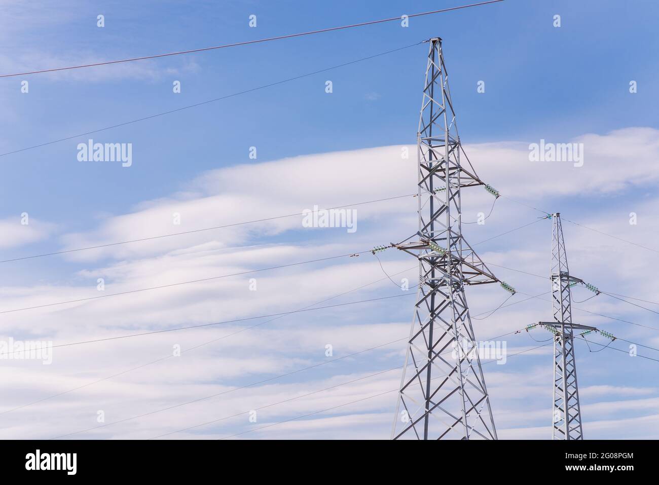 High voltage electric transmission pylon tower.Electricity concept ...