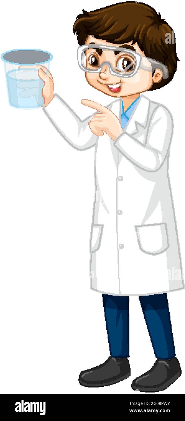 A boy wearing laboratory coat cartoon character illustration Stock ...