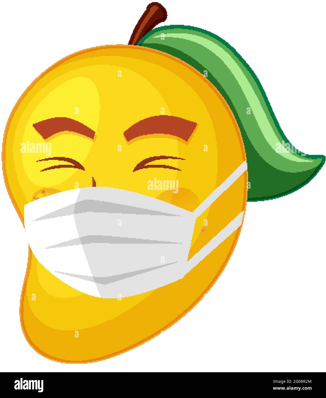 Mango cartoon character wearing mask with facial expression ...