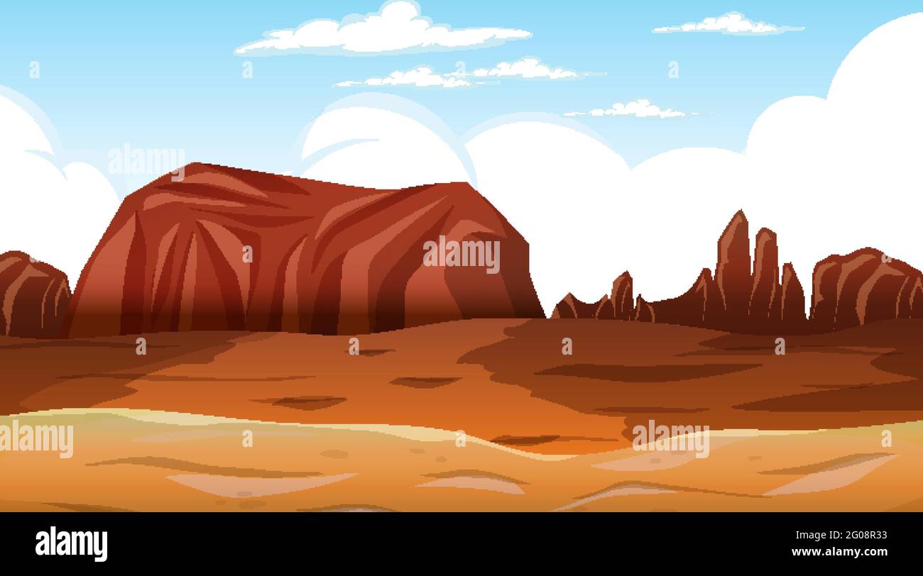 Desert forest landscape at daytime scene illustration Stock Vector ...