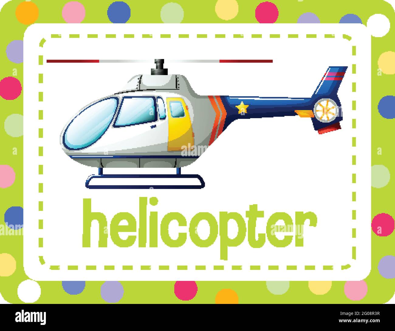Vocabulary flashcard with word Helicopter illustration Stock Vector ...