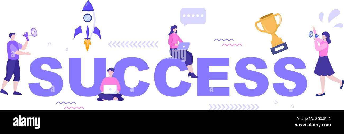 Success Vector Illustration Of Achieving Vision, Goal, Planning, Target ... Success Vector Illustration Of Achieving Vision, Goal, Planning, Target ...