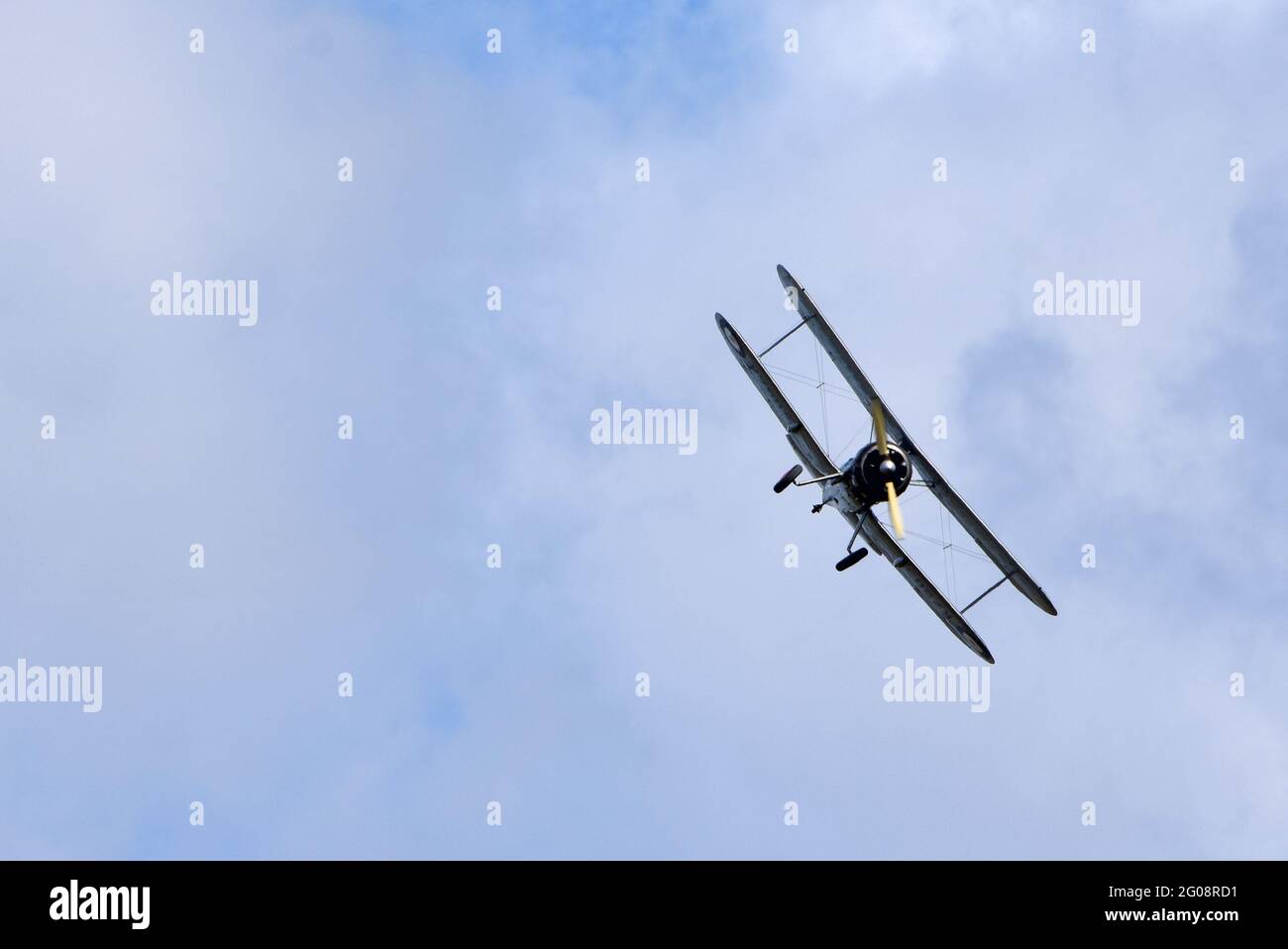 Vintage 1931 Avro 621 Tutor biplane aircraft flying Stock Photo - Alamy