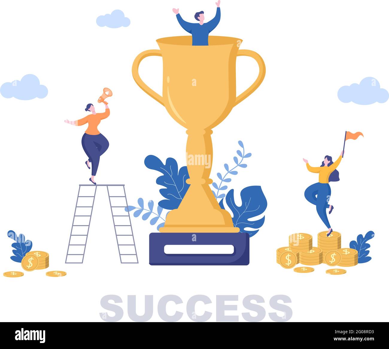 Success Vector Illustration Of Achieving Vision, Goal, Planning, Target ...
