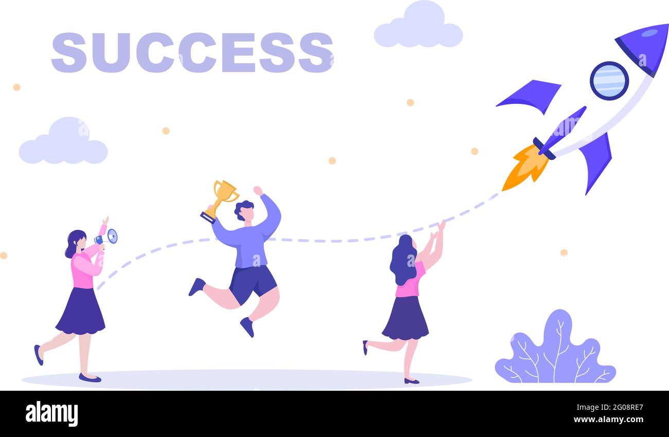 Success Vector Illustration Of Achieving Vision, Goal, Planning, Target ...