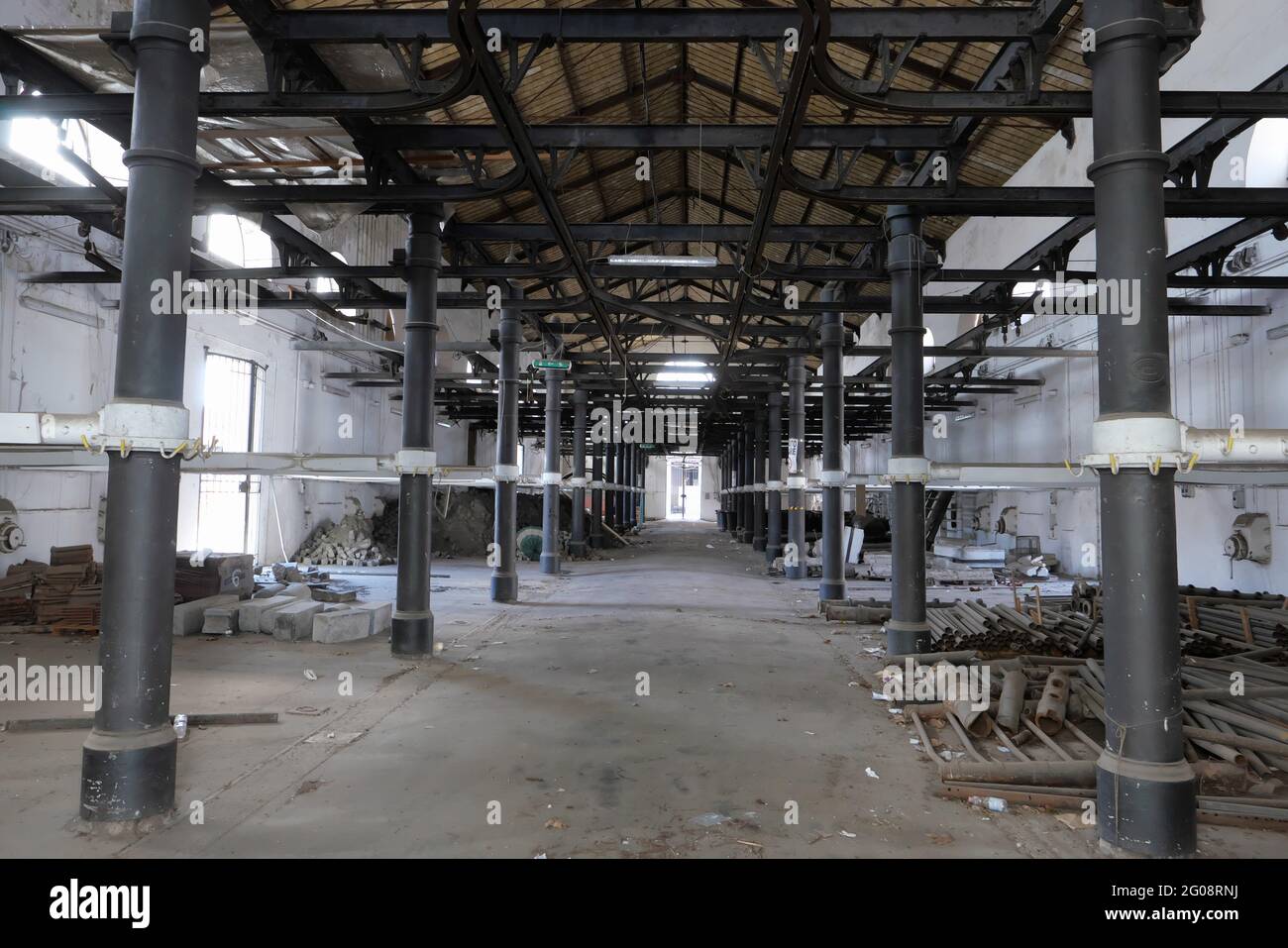 INTERIOR OF A PAVILION OF THE FORMER SLAUGHTERHOUSE WHERE ANIMALS WERE ...