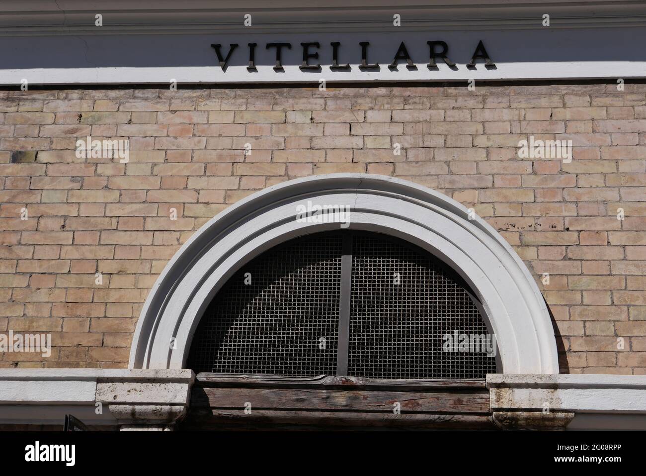 SIGN ON THE OUTSIDE OF A PAVILION OF THE FORMER SLAUGHTERHOUSE WHERE ...