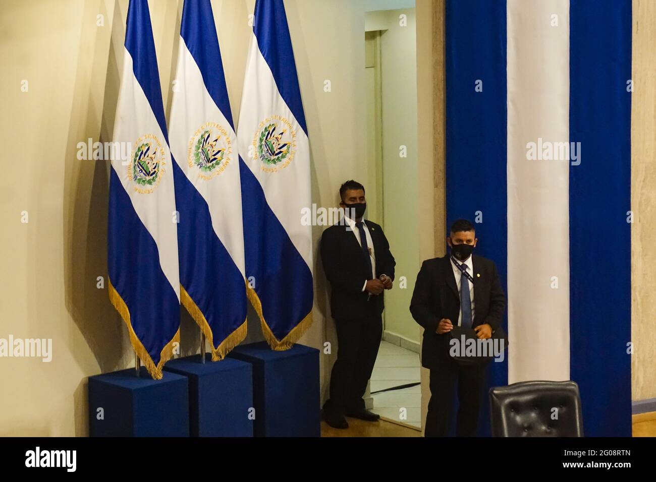 San Salvador, El Salvador. 2nd June, 2021. Security officers stand ...