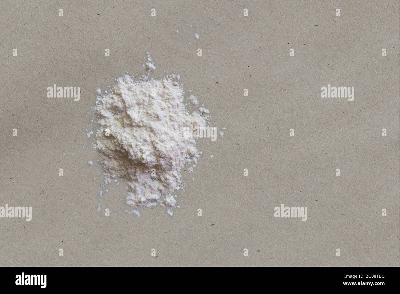 Top up view isolated flour on white kitchen table , fix for your food ...