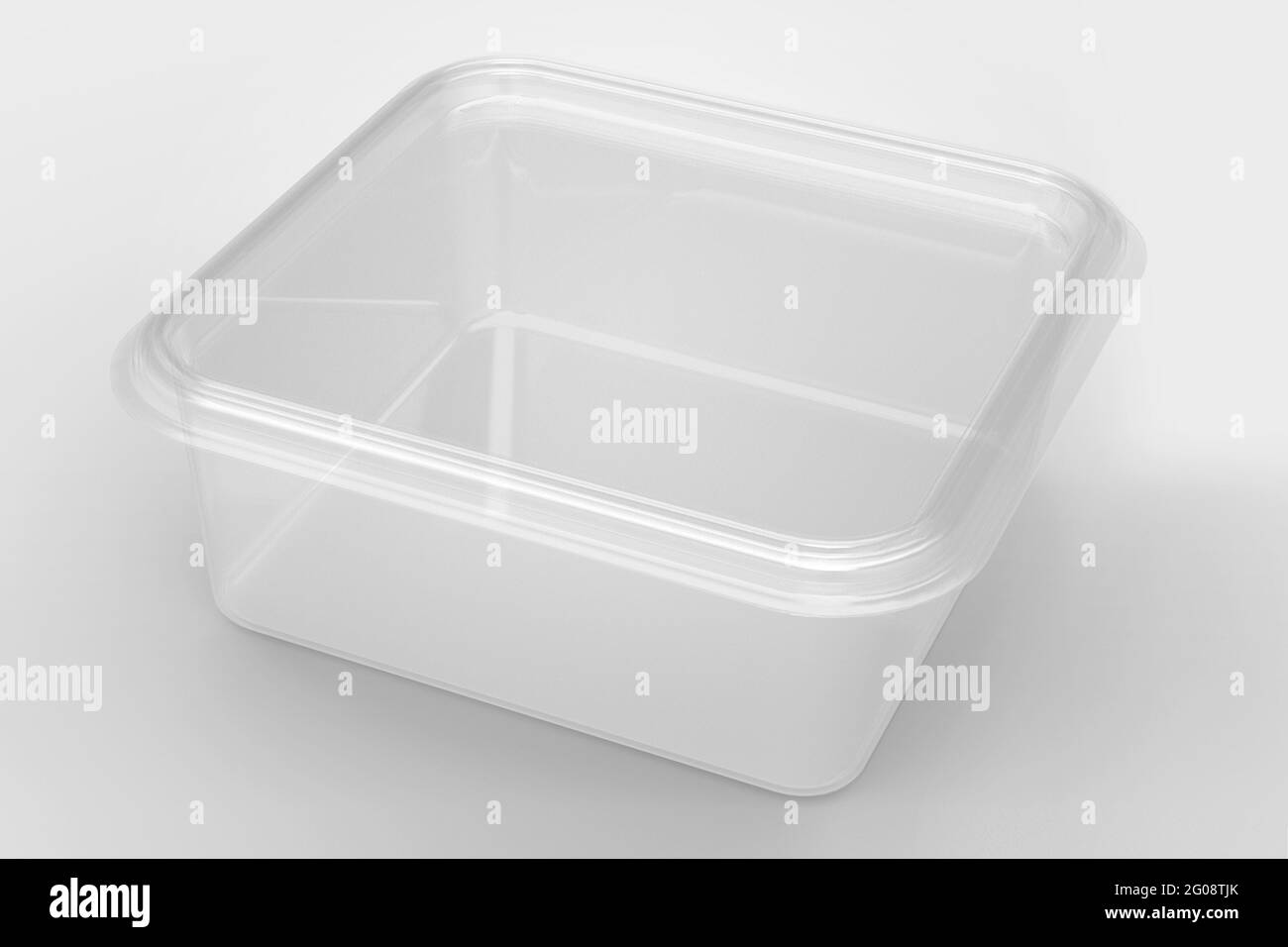 3D rendering an empty transparent square containers isolated on white ...