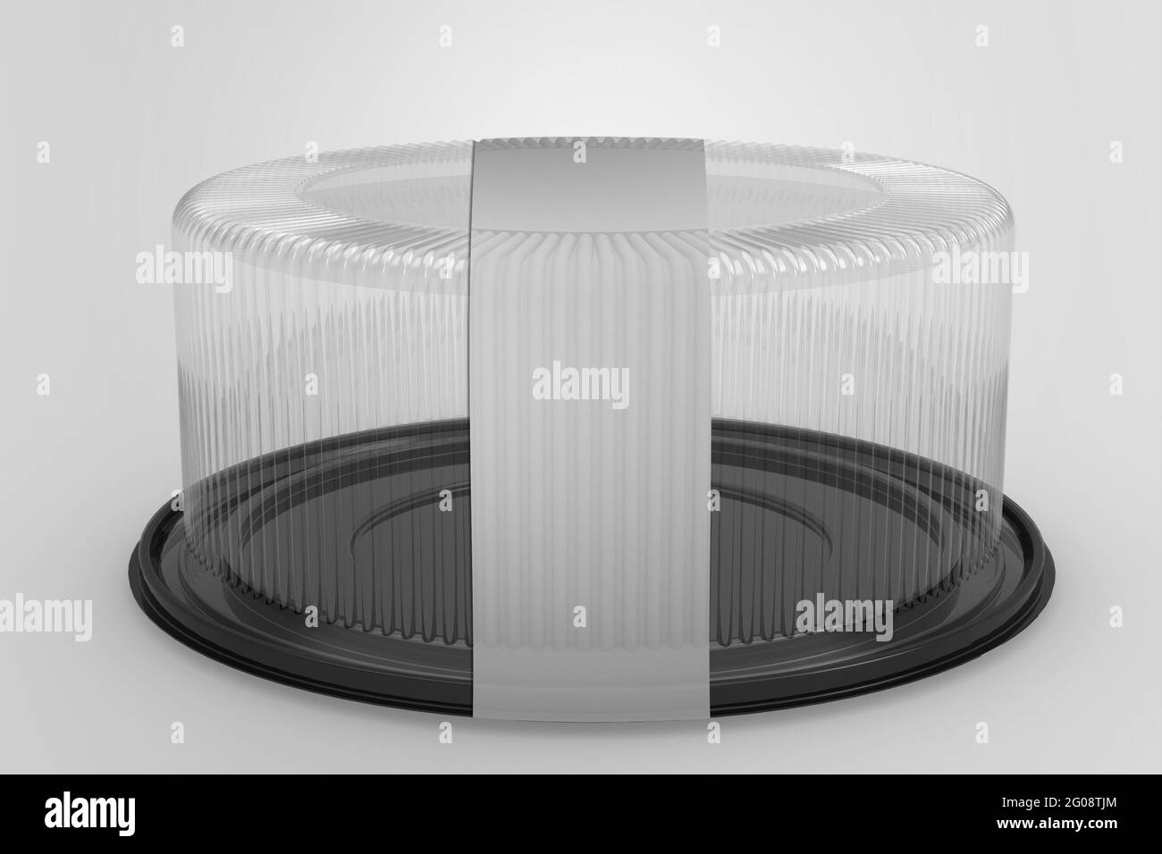 3D rendering an empty transparent cake containers isolated on white ...