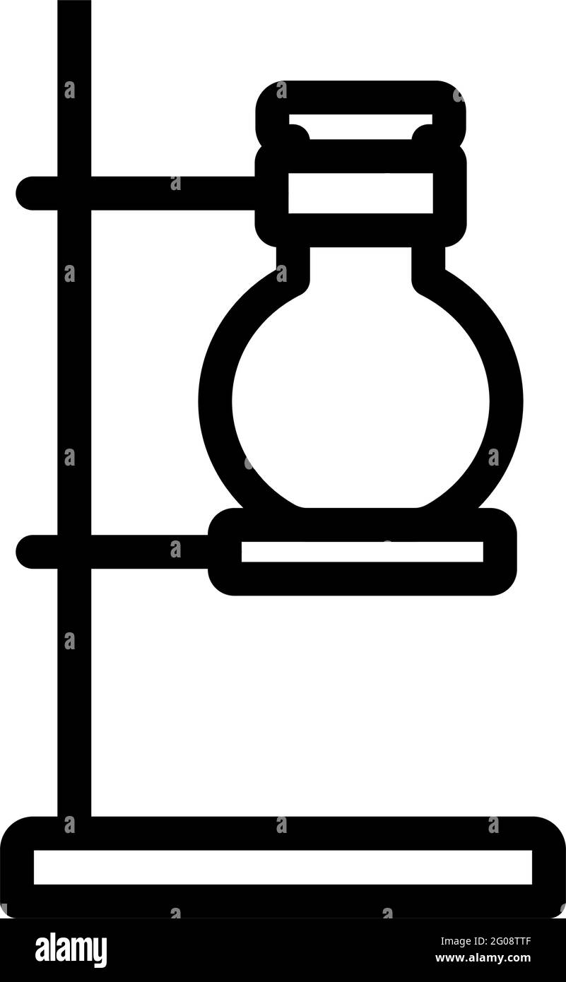 Icon Of Chemistry Flask Griped In Stand. Editable Bold Outline Design ...