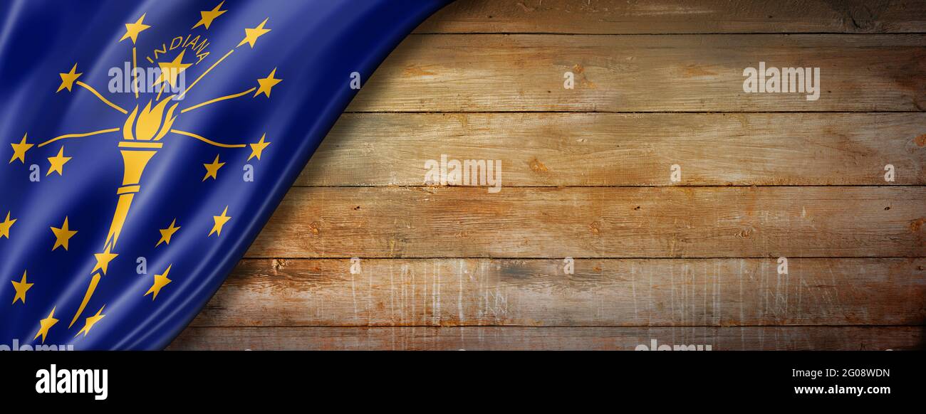 Indiana flag on old wood wall banner hi-res stock photography and ...