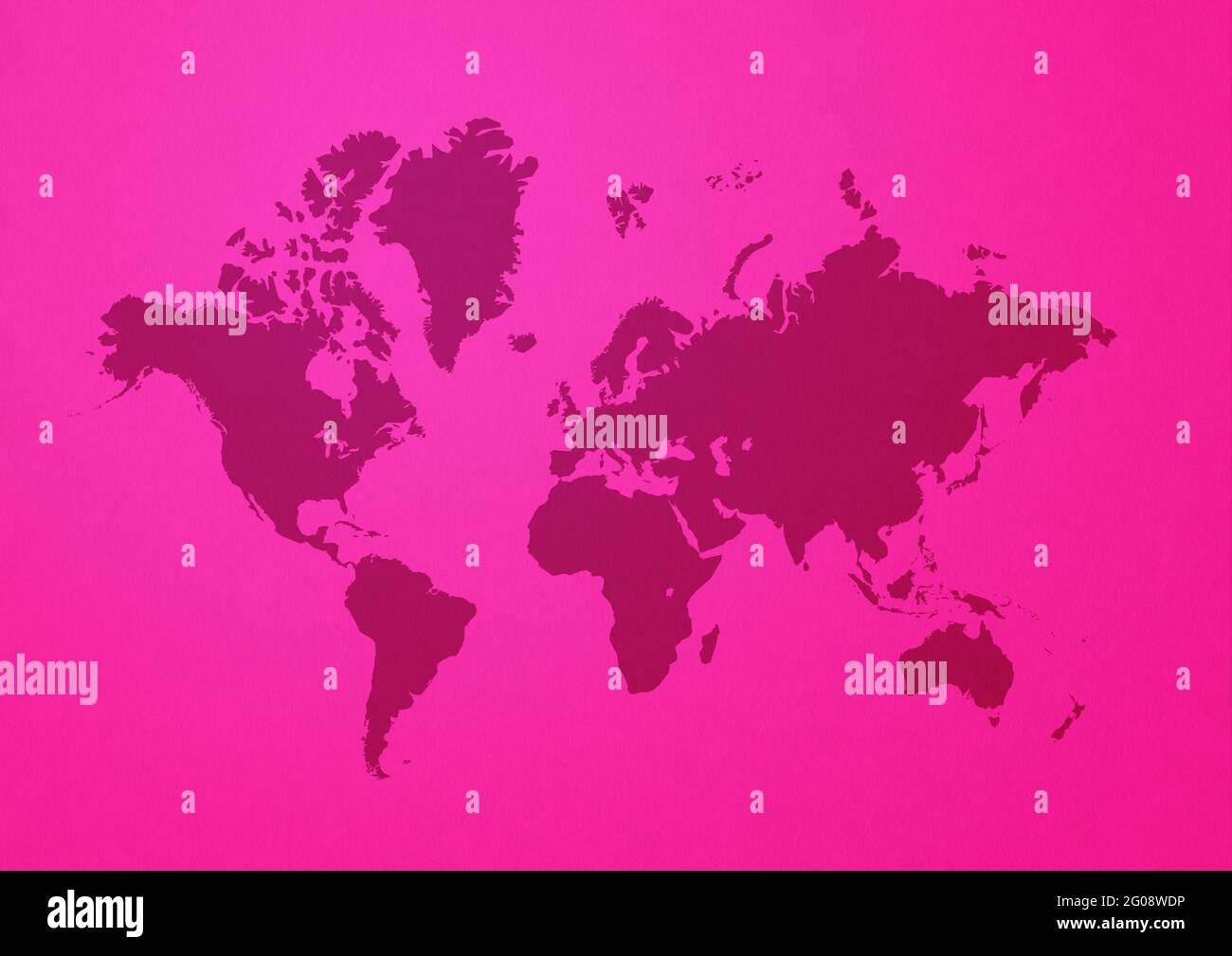 World map isolated on pink wall background Stock Photo - Alamy