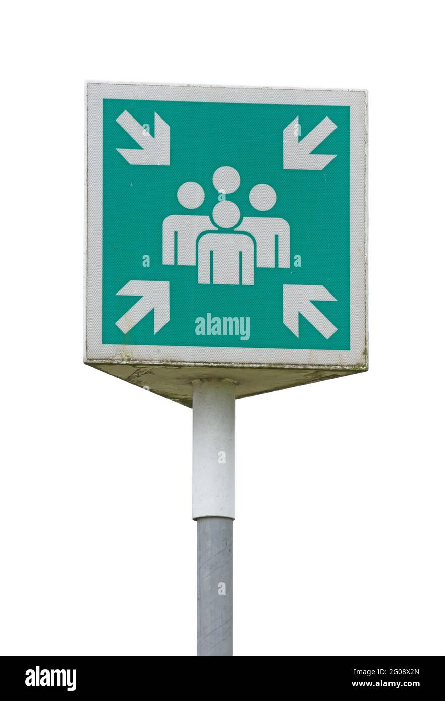 Emergency evacuation assembly point sign banner, gathering point ...