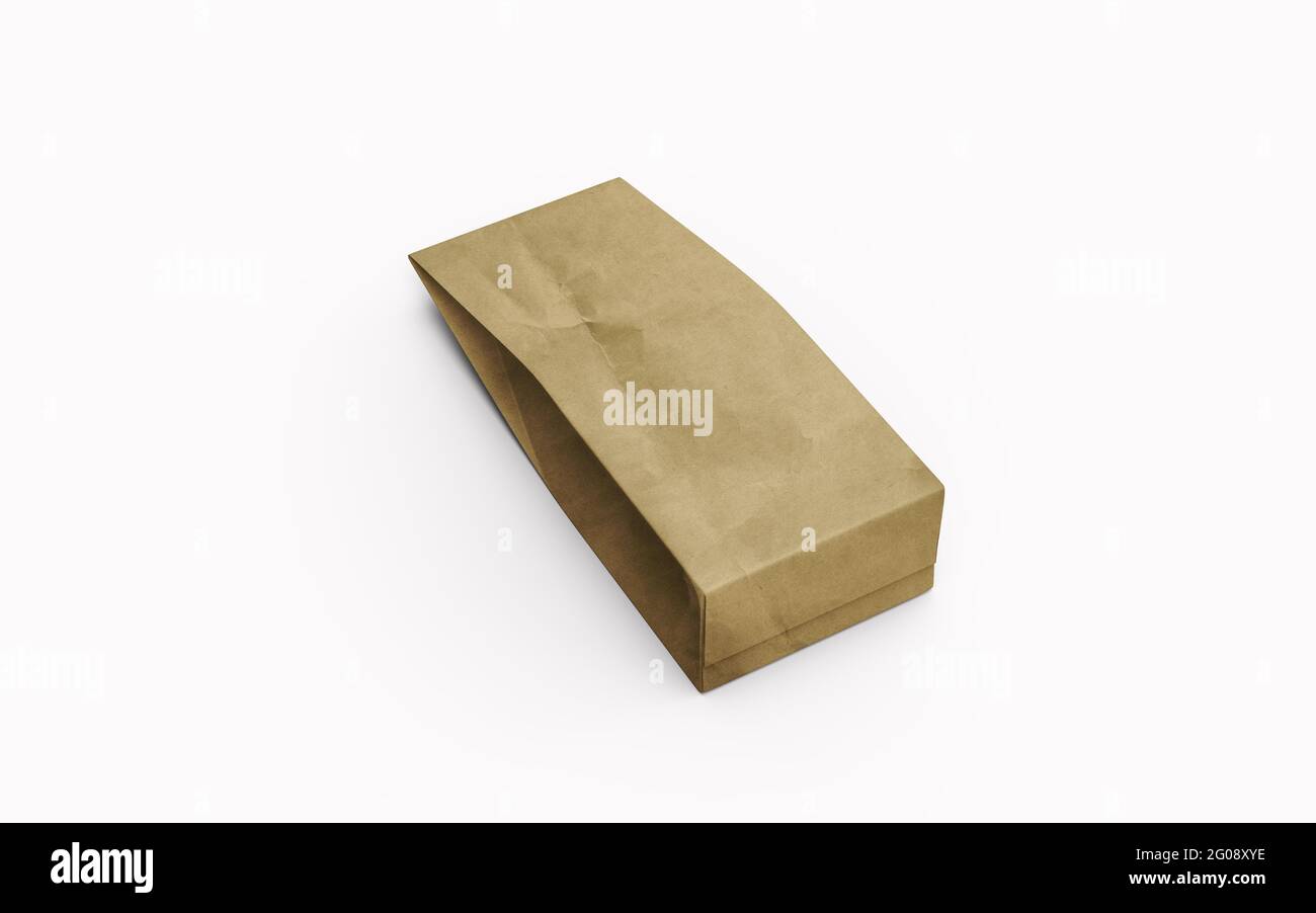 Tea or coffee brown paper packaging bag isolated on white background ...
