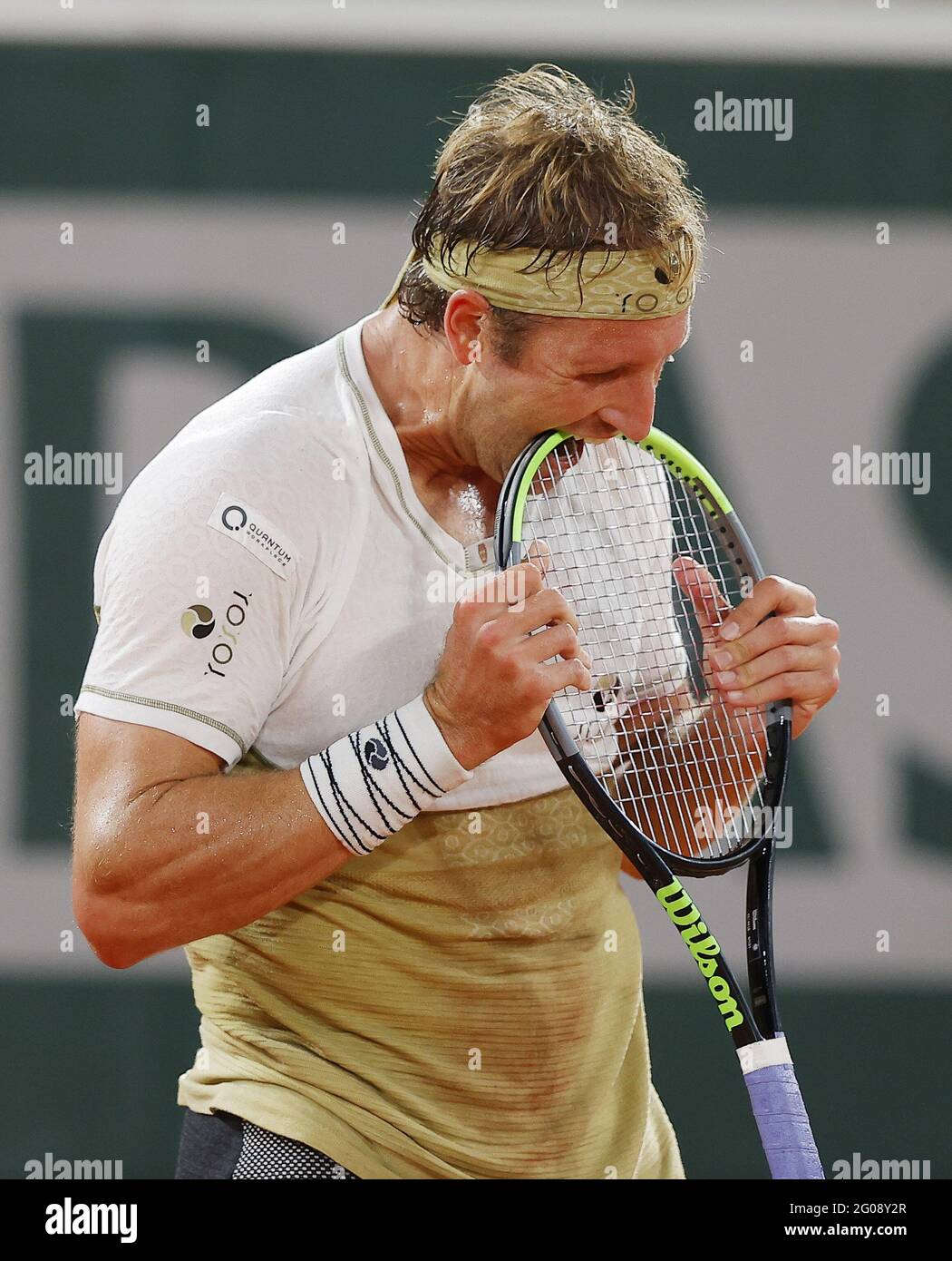 Tennys Sandgren of the United States during the first round of Roland ...