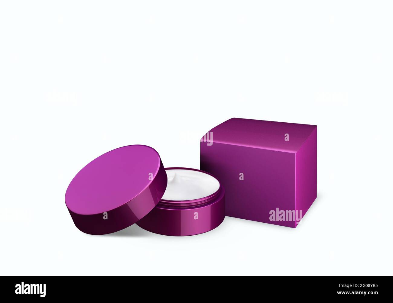 Blank deep lilac nacre cosmetic jar mock up on white background with ...