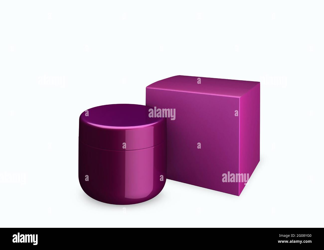 Blank deep lilac nacre cosmetic jar mock up on white background with ...