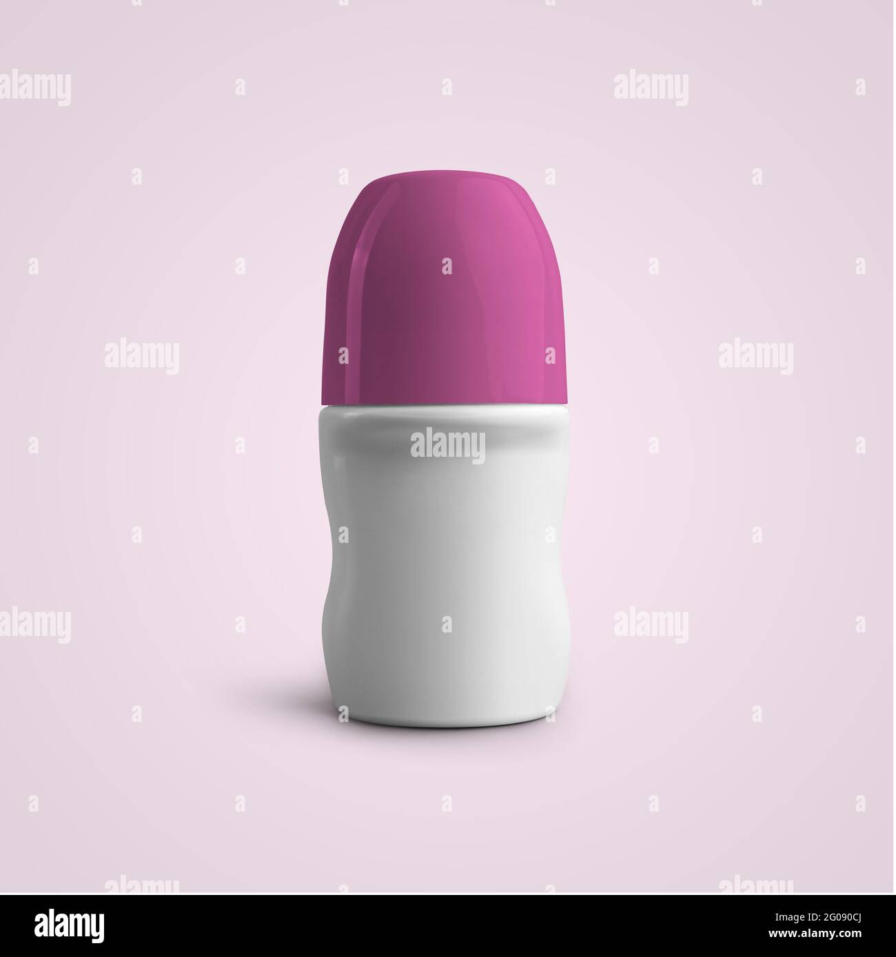 3D rendering blank white roll on deodorant plastic bottle with pink cap ...