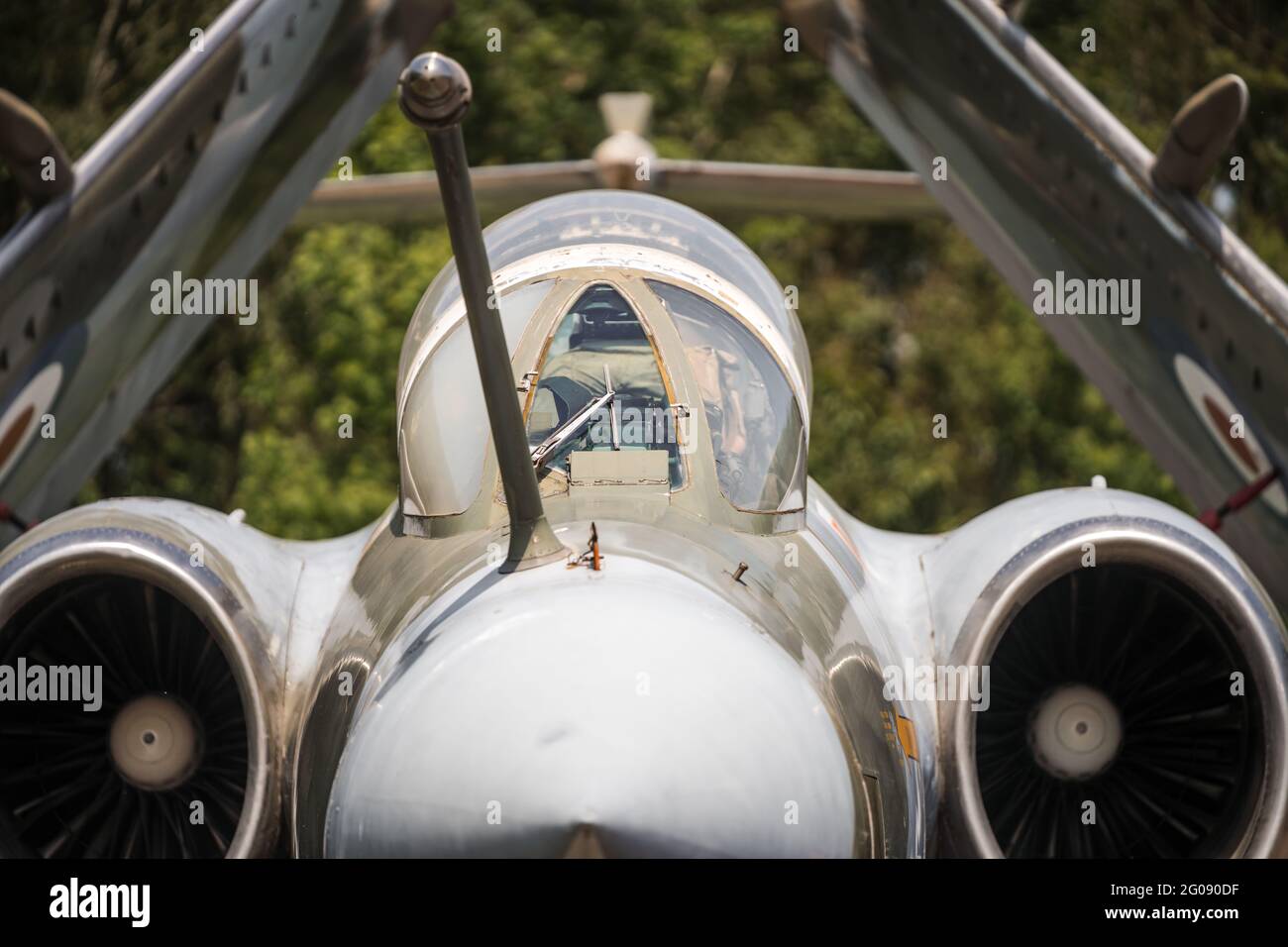 Abandoned old Buccaneer RAF fighter jet from the cold war era. Folding ...