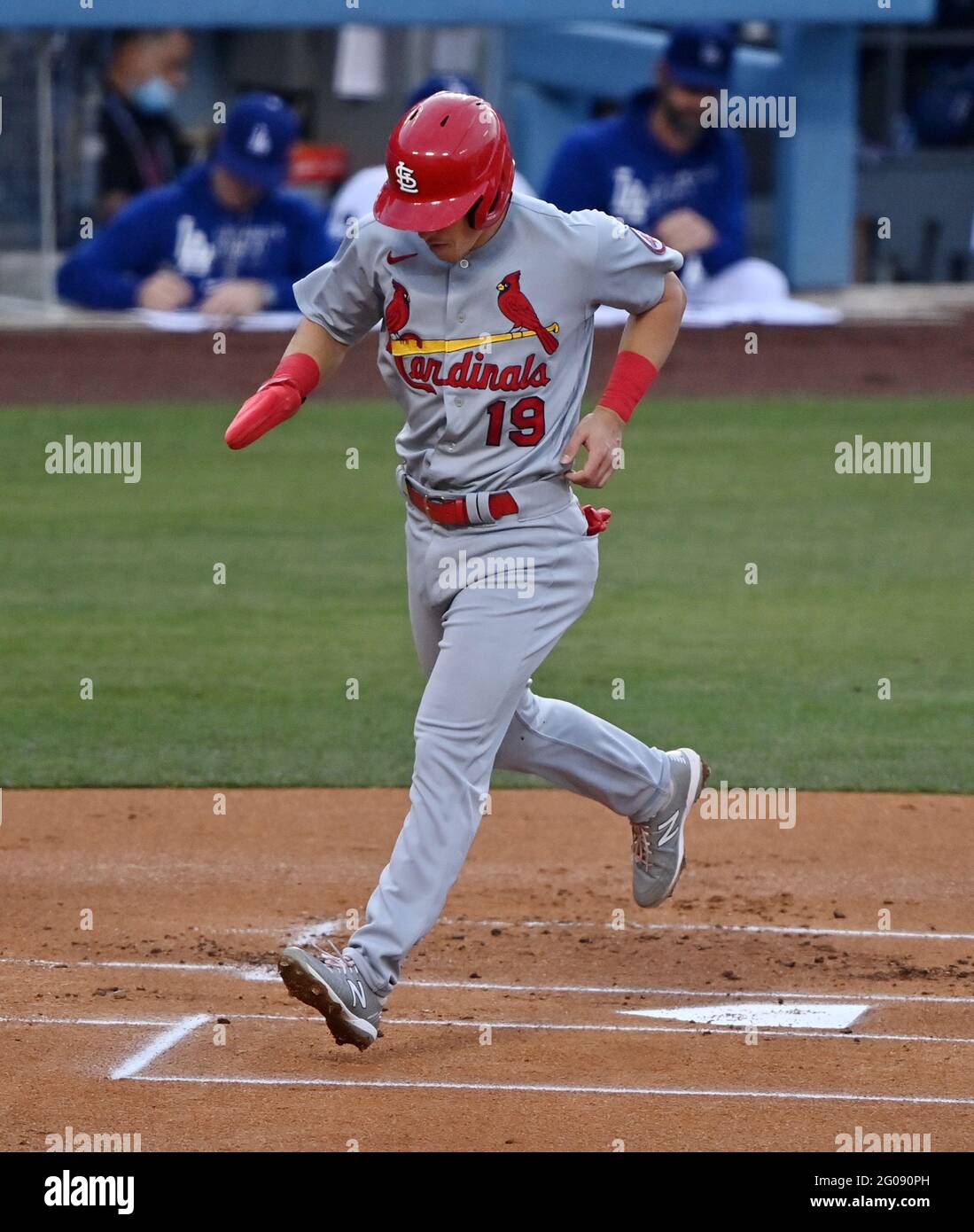 St. Louis Cardinals Tommy Edman (19) scores the first run of the game ...