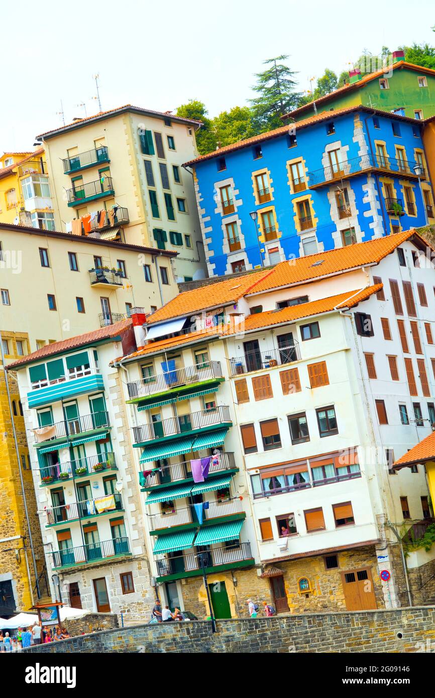 Typical Architecture, Old Town, Mutriku, Guipúzcoa, Basque Country ...