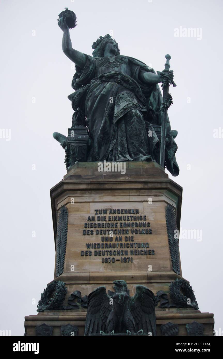 Statue on the Niederwald Monument in Rudesheim am Rhein, Germany Stock ...