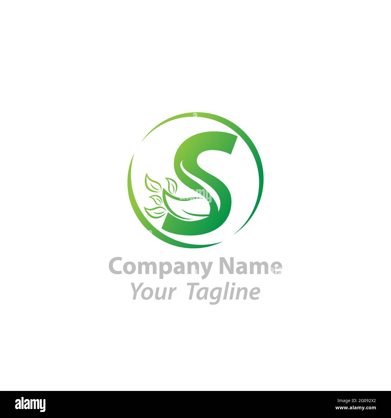 Initial Letter S With Leaf Luxury Logo. Green leaf logo Template vector ...