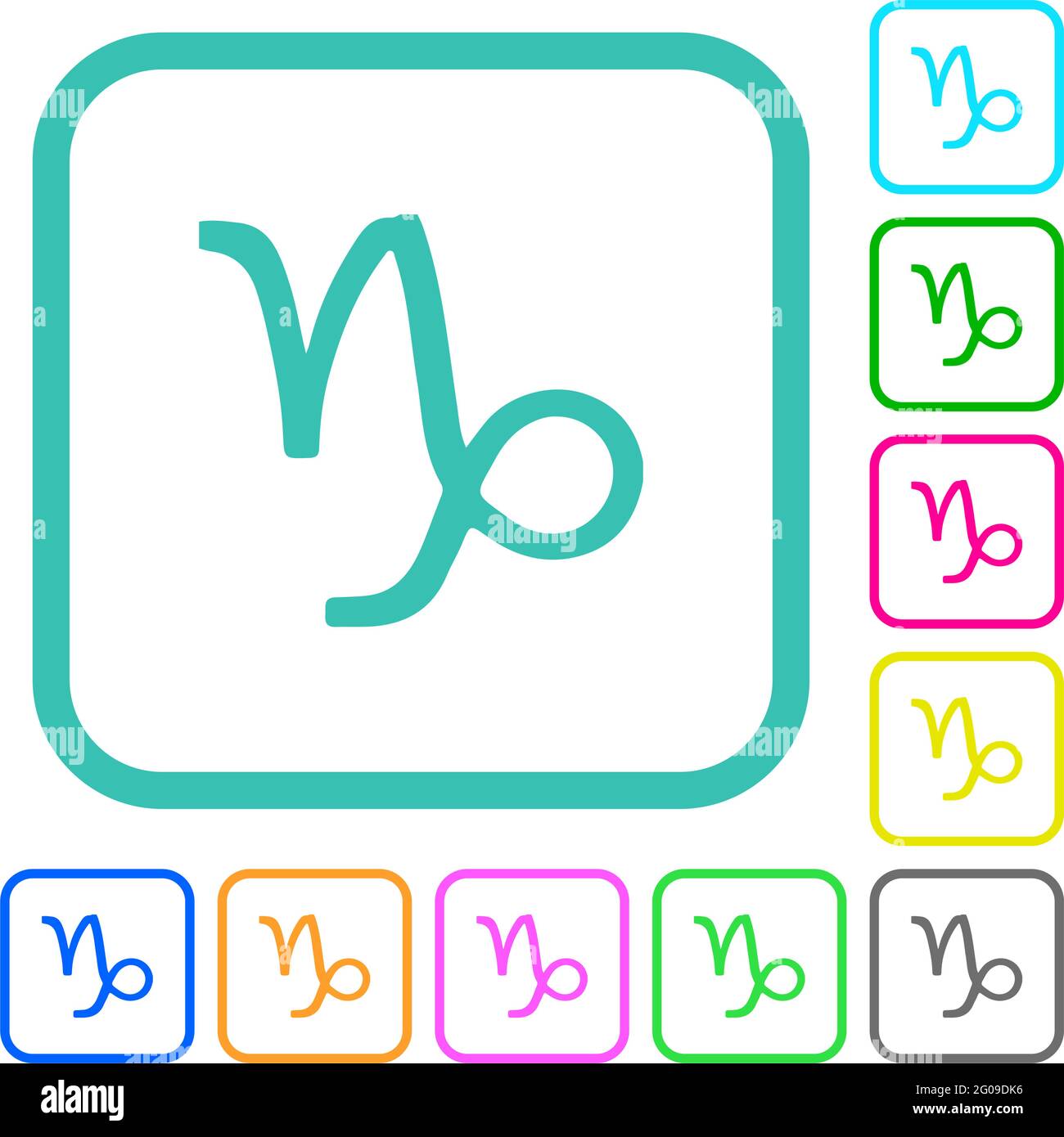 Capricorn zodiac symbol vivid colored flat icons in curved borders on ...