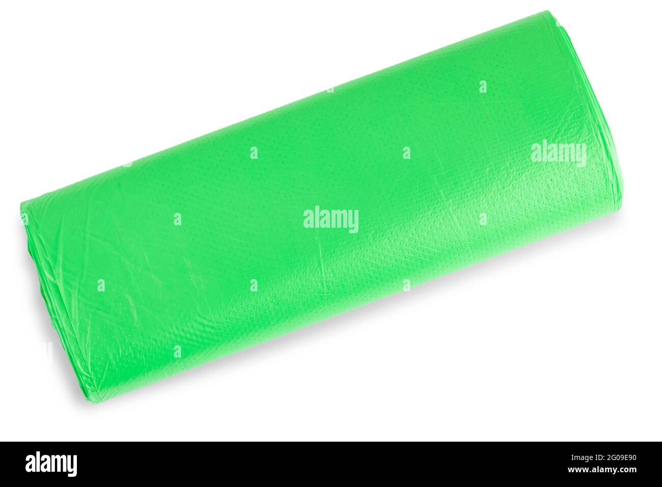Green roll of plastic garbage bags isolated on white background Stock ...