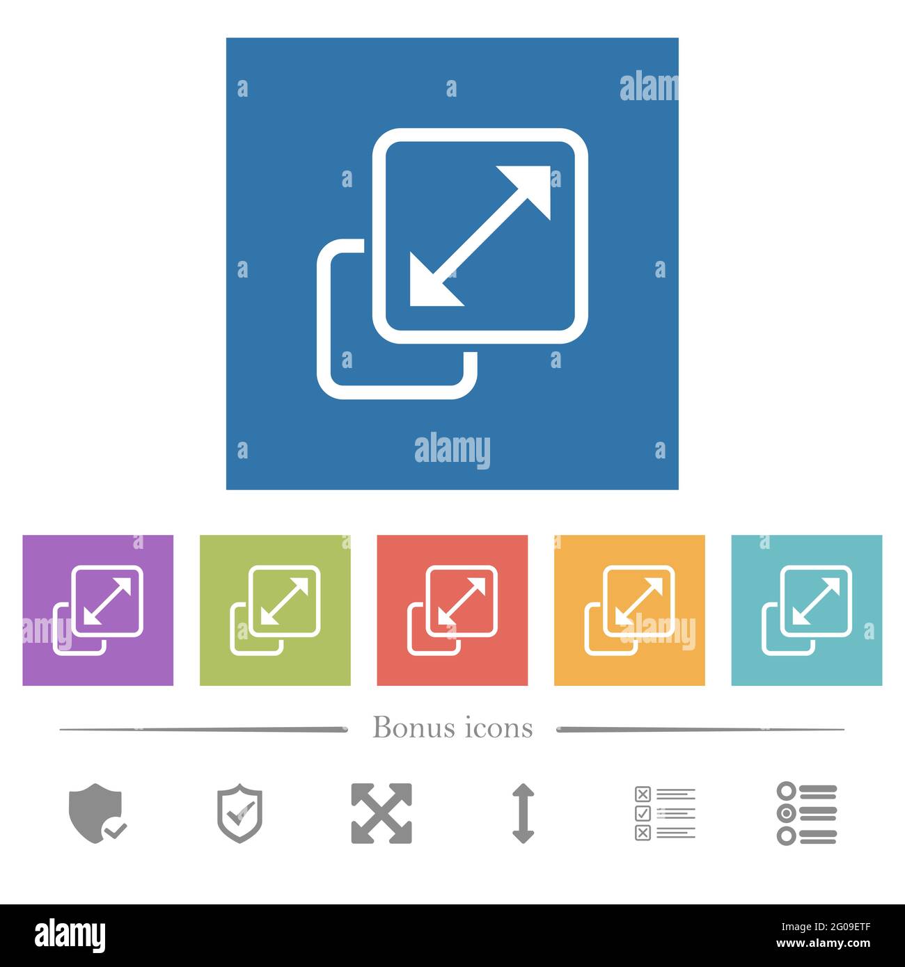 Resize element flat white icons in square backgrounds. 6 bonus icons ...