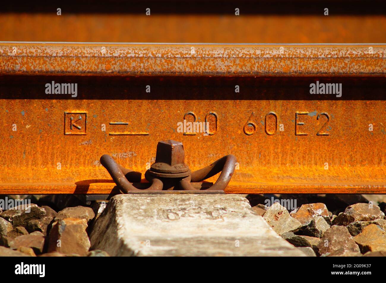 Roll marks on a rail show manufacturer and weight Stock Photo - Alamy