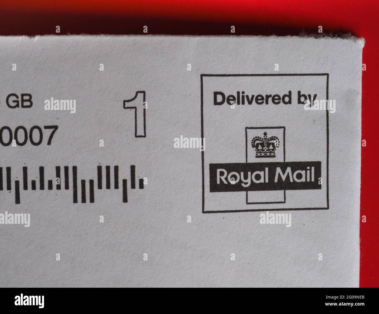 LONDON, UK - CIRCA MAY 2021: Delivered by Royal Mail postage meter used ...