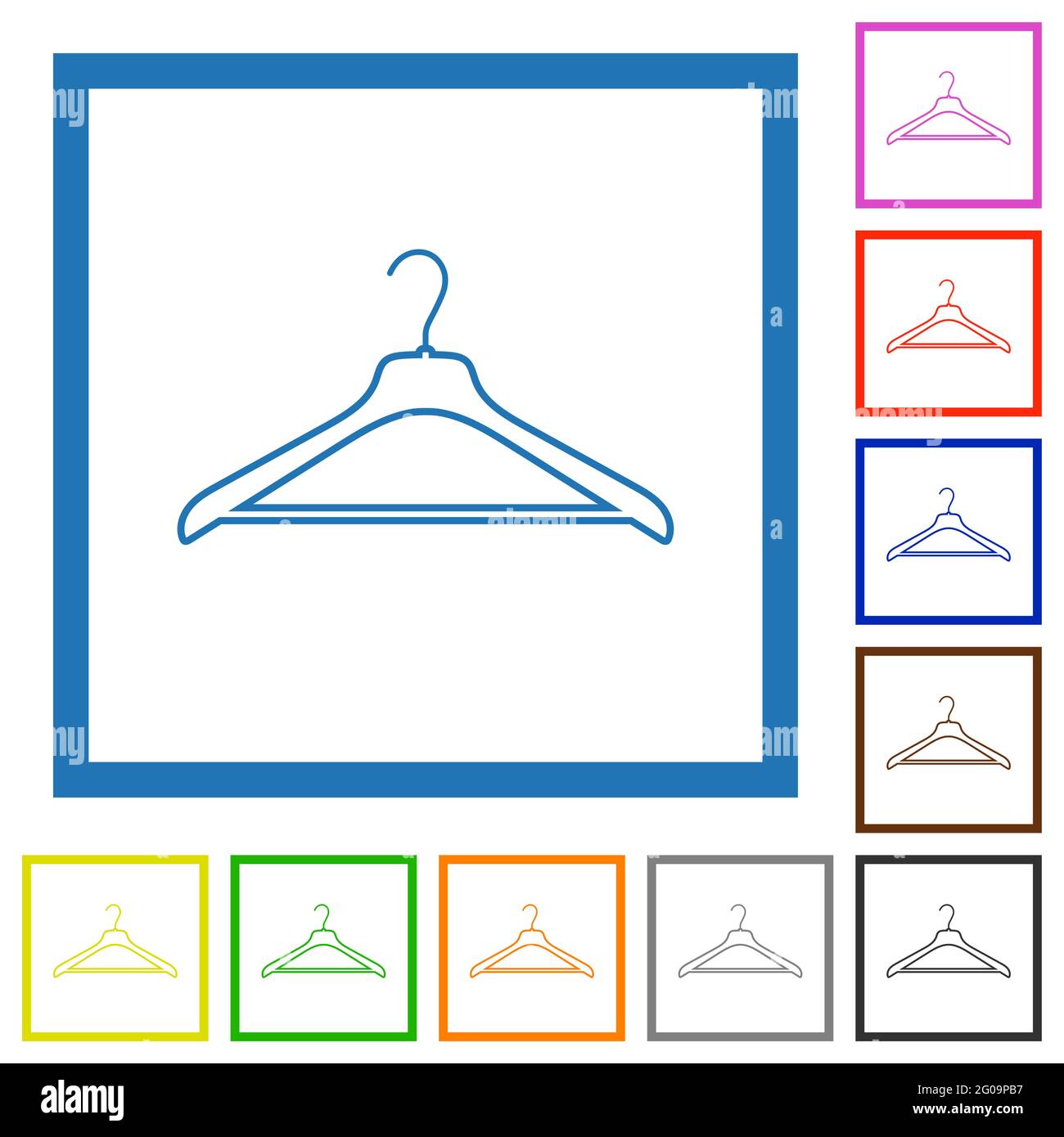 Clothes hanger flat color icons in square frames on white background ...