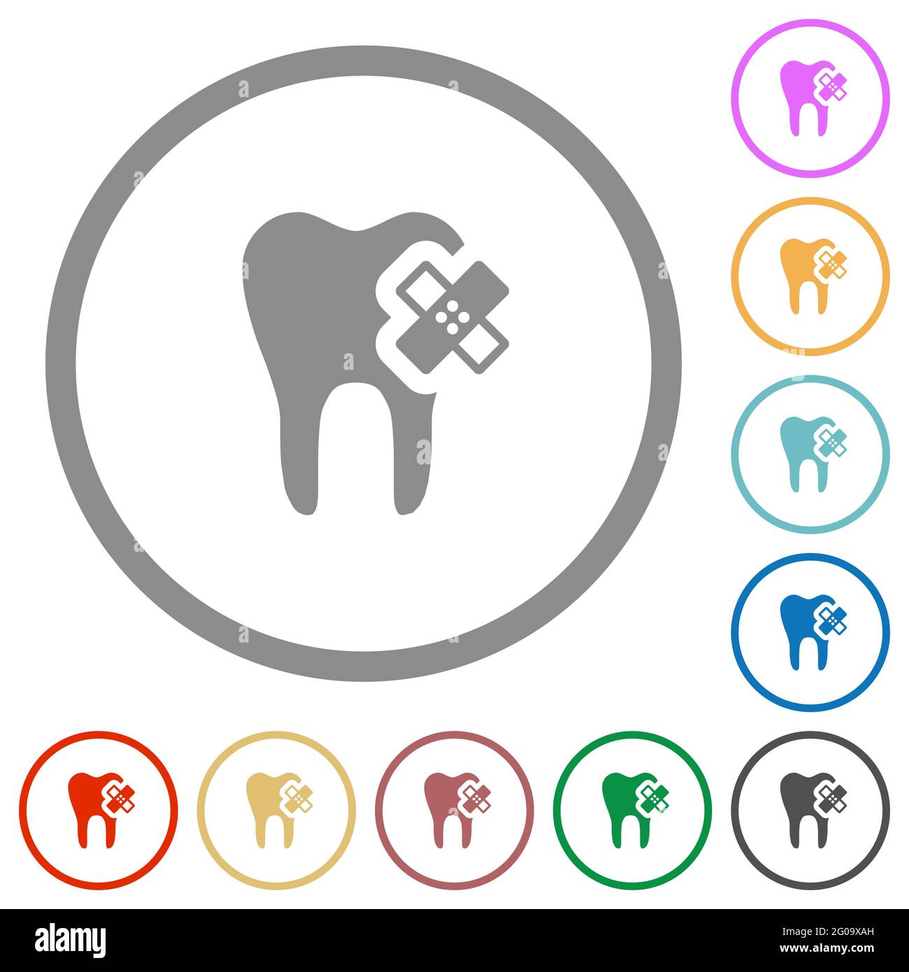 Dental care flat color icons in round outlines on white background ...