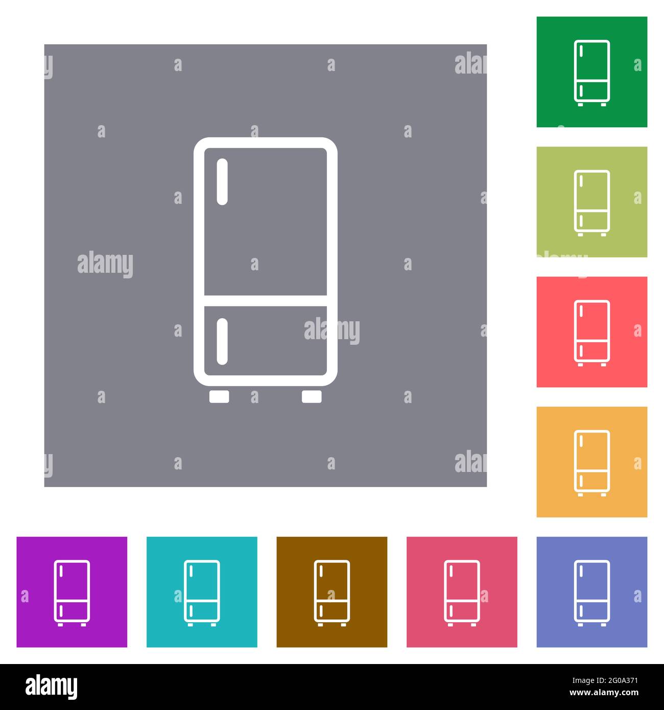 Refrigerator flat icons on simple color square backgrounds Stock Vector ...