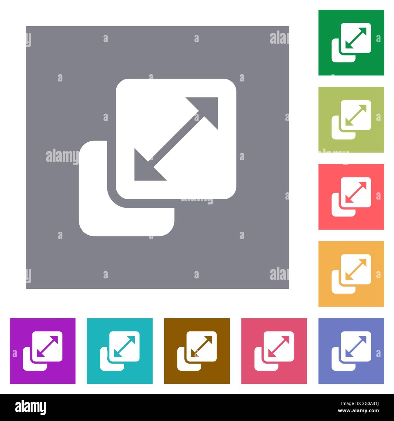 Resize element flat icons on simple color square backgrounds Stock ...