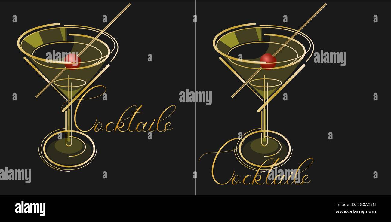 cocktail logo for the menu or wine list of a restaurant or bar 2 Stock ...