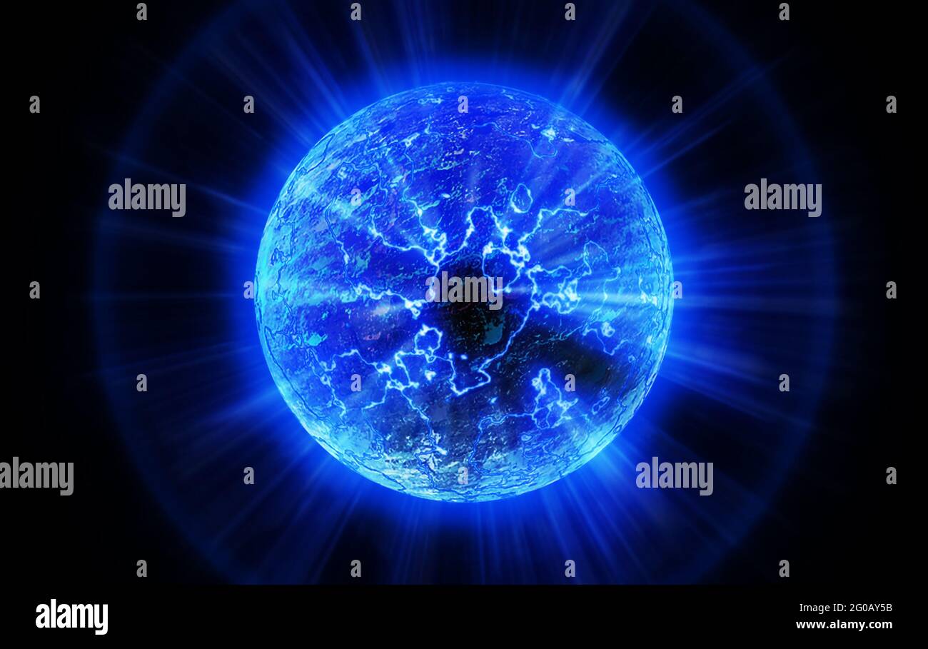 a blazing hot sphere, exploding and ejecting intense heat from its core ...