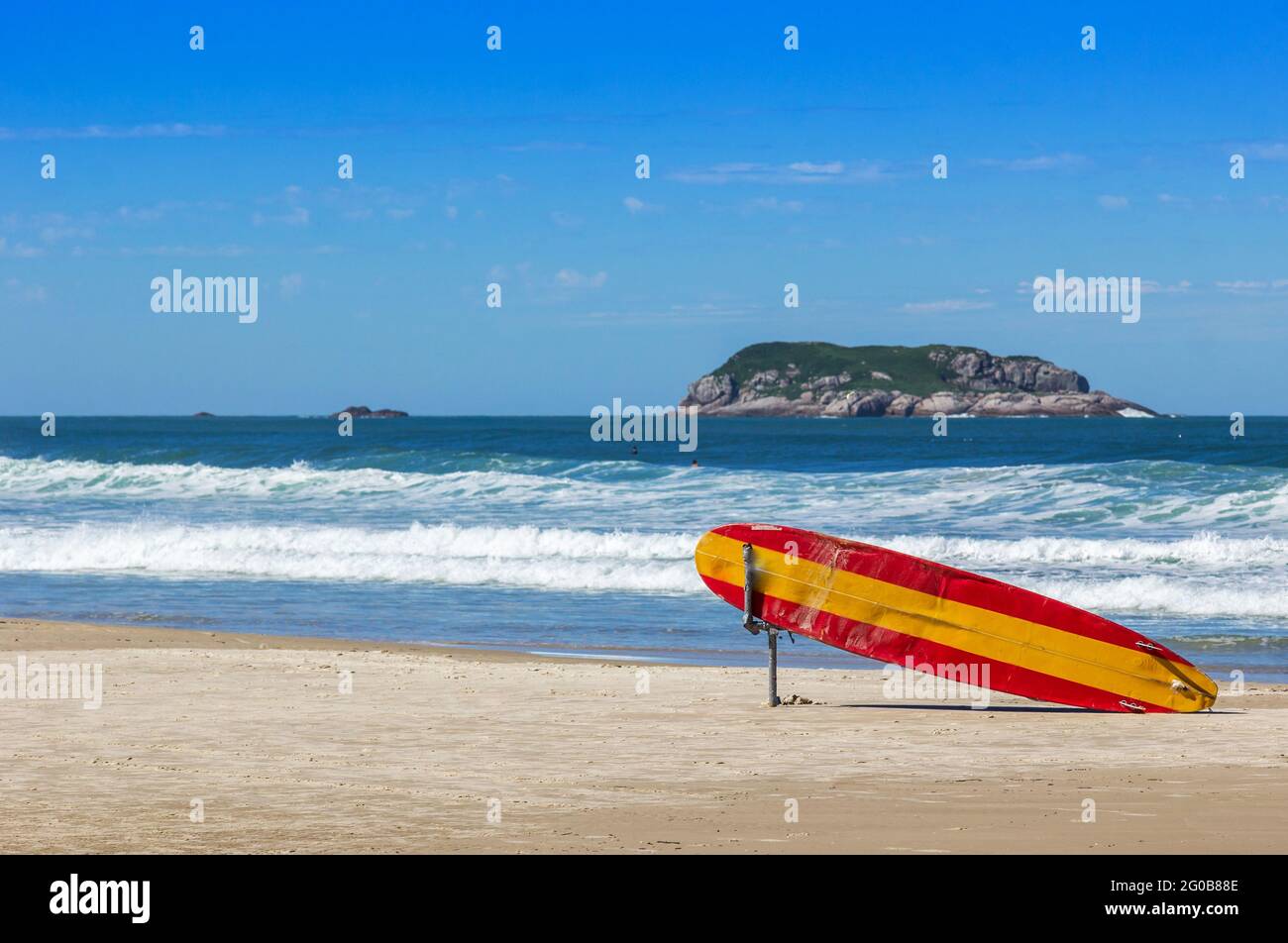 Surfboard on Madeiro Beach in Tibau, Brazil Stock Photo - Alamy