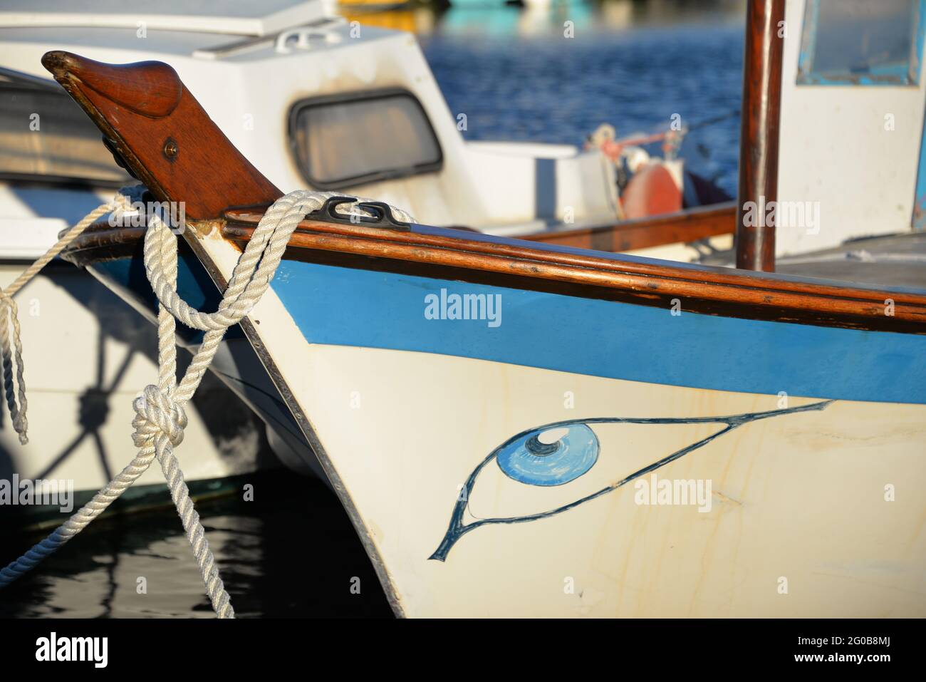 Traditional mediterranean fishing boat decoration Stock Photo - Alamy