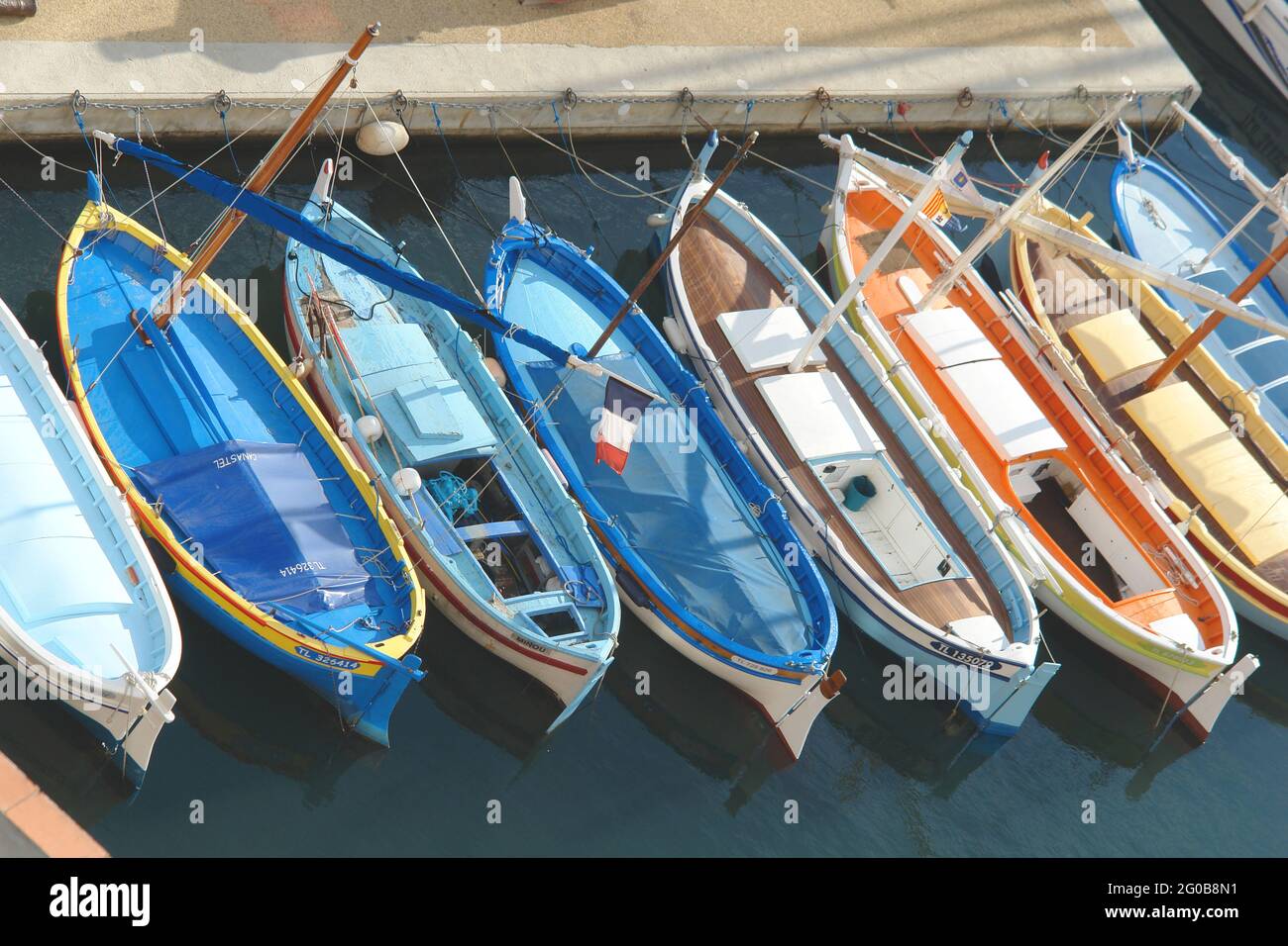 Traditional Mediterranean fishing boats in Sanary Var Provence Stock ...