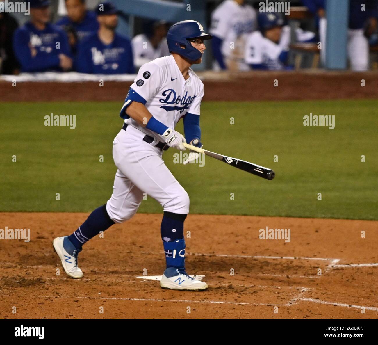 Los Angeles Dodgers Matt Beaty smashes a two-run home run to the right ...