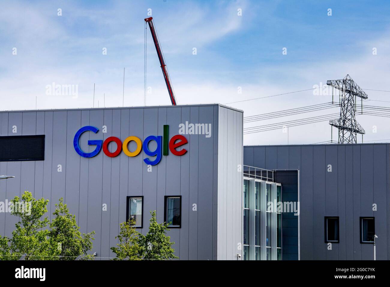 An outside view of the Google data center in Eemshaven, Netherlands on ...