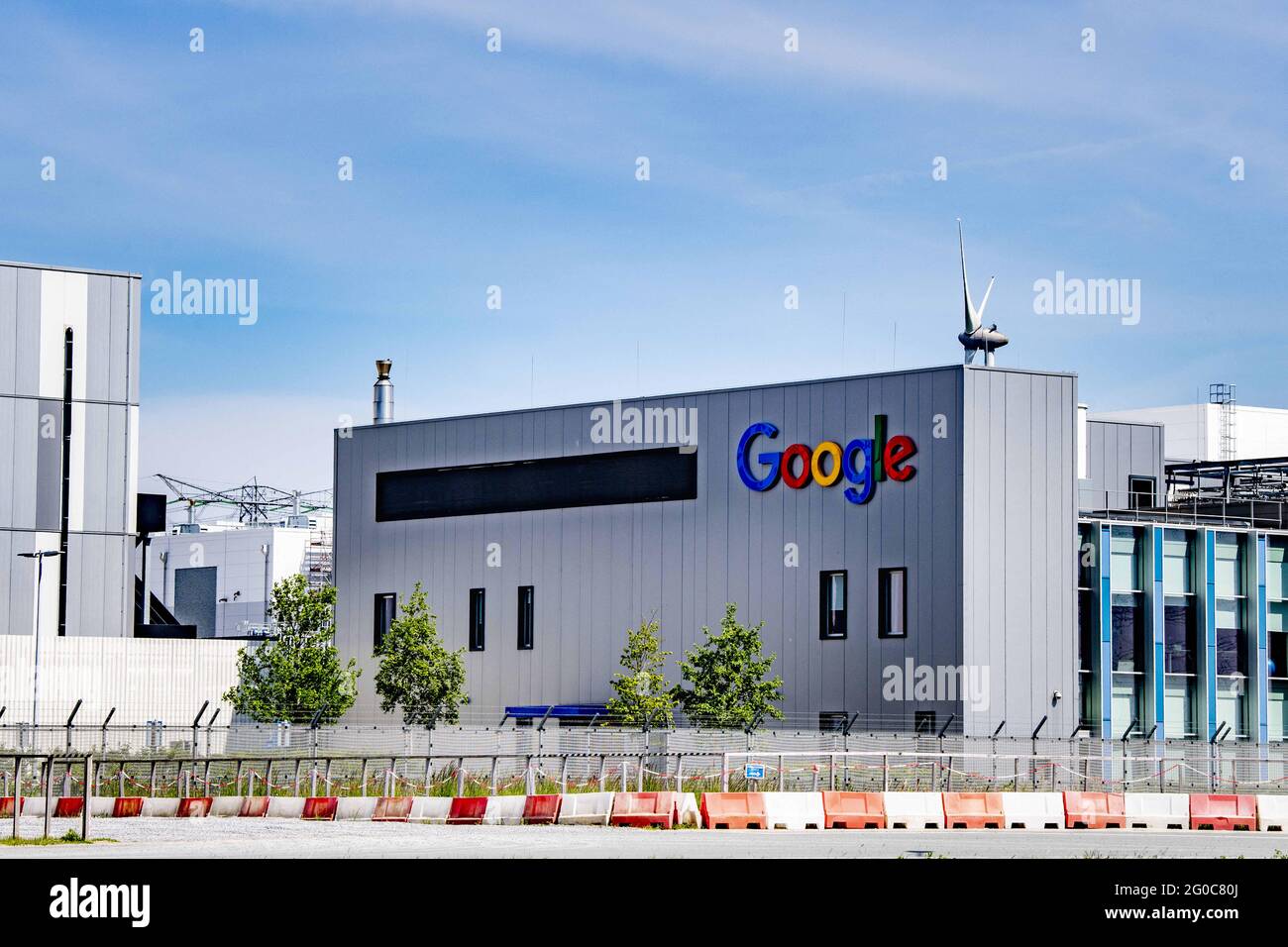 An outside view of the Google data center in Eemshaven, Netherlands on ...