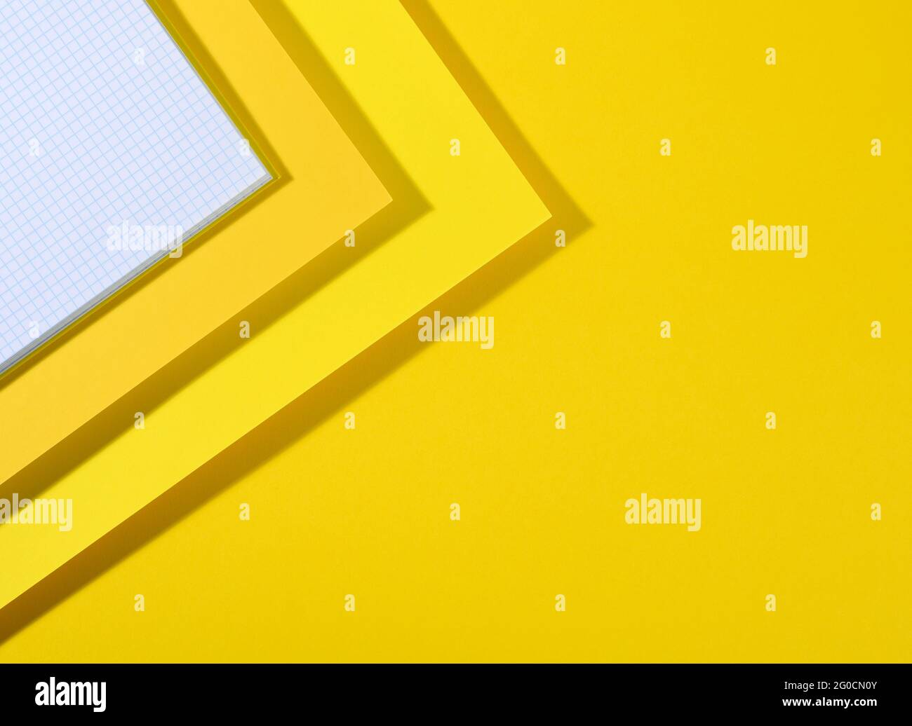 modern yellow bright background with sheets of paper with shadow ...