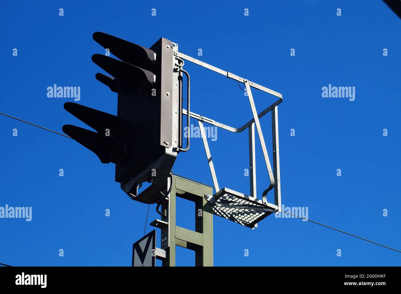 Silhouette of a light signal of a German railway line Stock Photo - Alamy