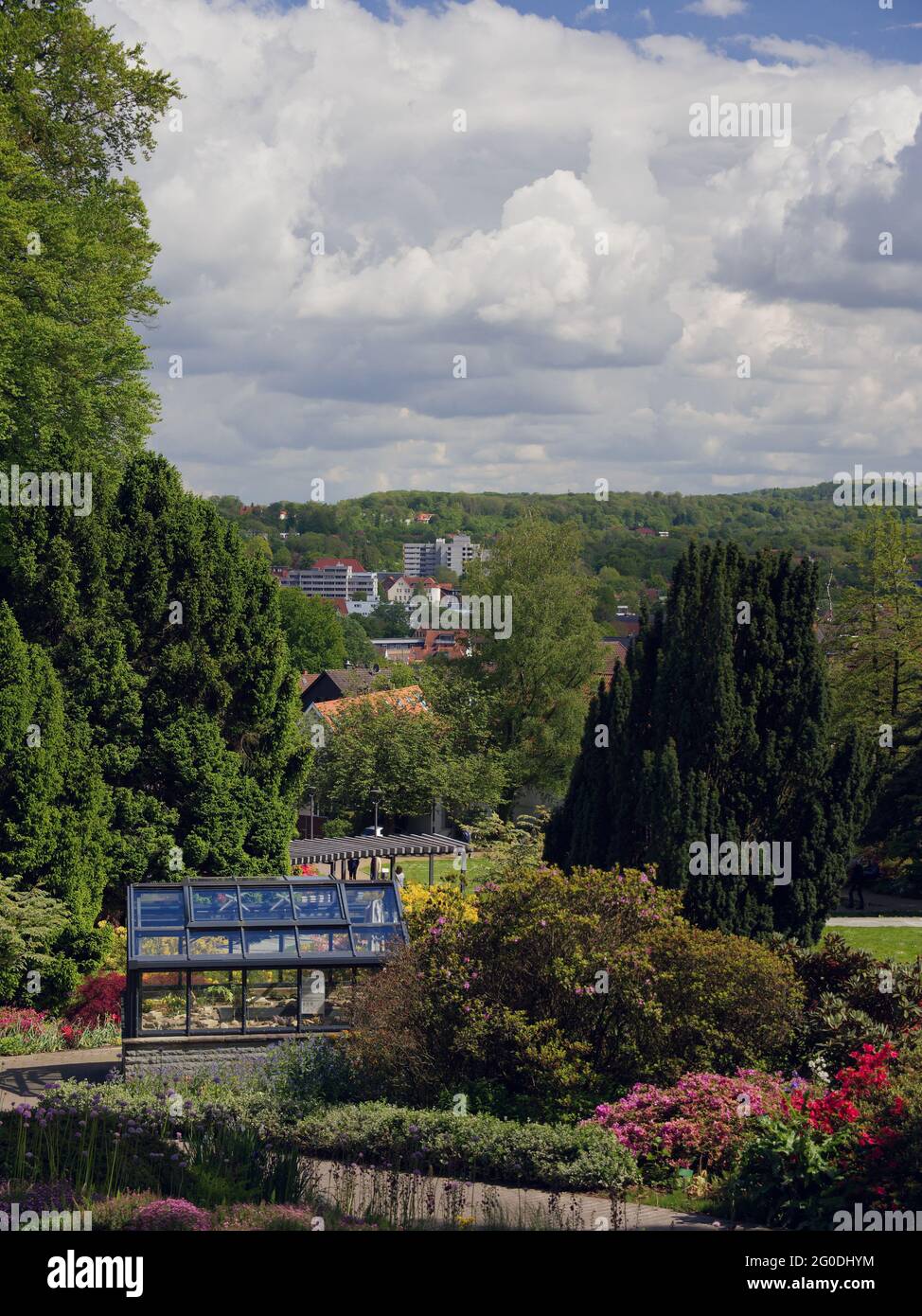Nice view of different buildings from a hill Stock Photo - Alamy
